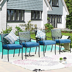 PatioFestival Patio Dining Chairs Stackable Outdoor Chairs Dining Furniture Set of 4,All Weather Frame with Thick Cushion for Porch,Yard,Balcony,Kitchen