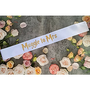 Muggle to Mrs Sash, Bride to be Sash,from Muggle to Mrs, Bridal Shower, Bachelorette Party Decor, Gold Glitter