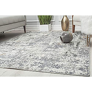 Rugs America Austin AD90A Iron White Abstract Transitional Area Rug 5'3" x 7'0"