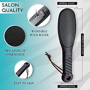 aogi Foot rasp Pedicure Foot File - Removes Damaged and Hard Skin, Avoids Callus Buildup – Gentle, Fine File for at-Home Professional Treatment (Black, Waterproof, Comes with Original Pouch)