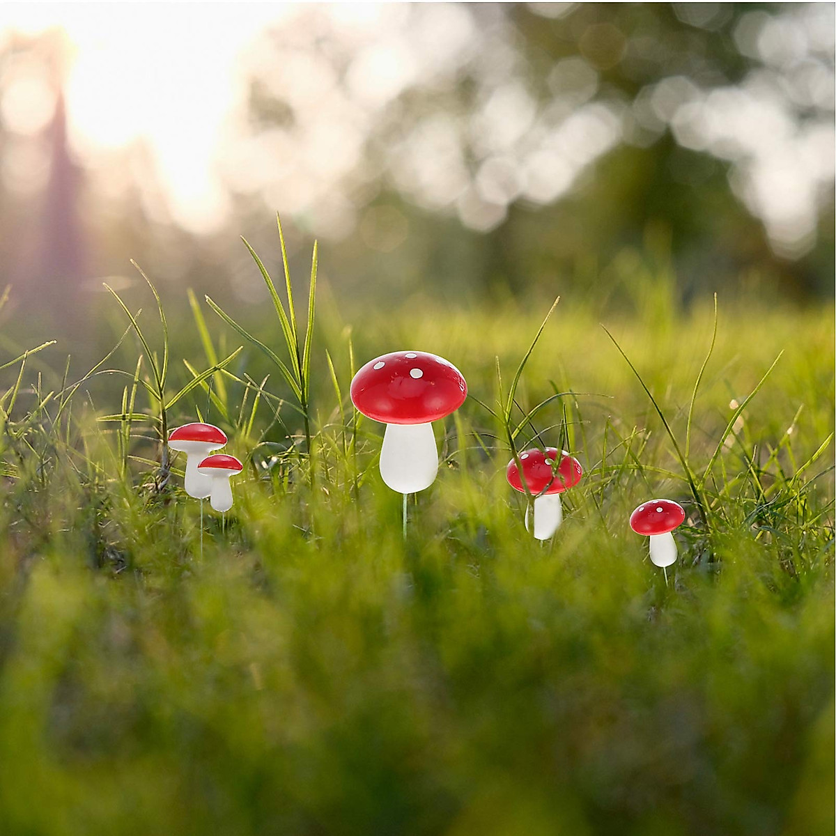 DOITOOL 50pcs Mini Foam Mushroom for Garden Ornament Flower Pots Bonsai Micro Landscape Decor (Red)