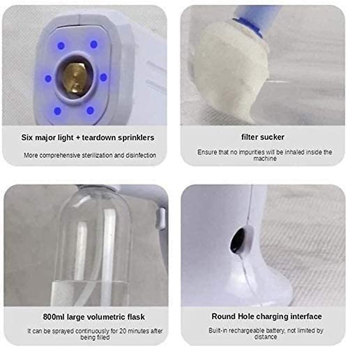 BerlinVV Handheld Sprayer Fogger Machine 0-20Μm Cordless Fogger Machine Disinfectant,Handheld USB Rechargeable ULV Electric Sprayer Nano Atomizer,Suitable for Home Office School Garden Outdoor