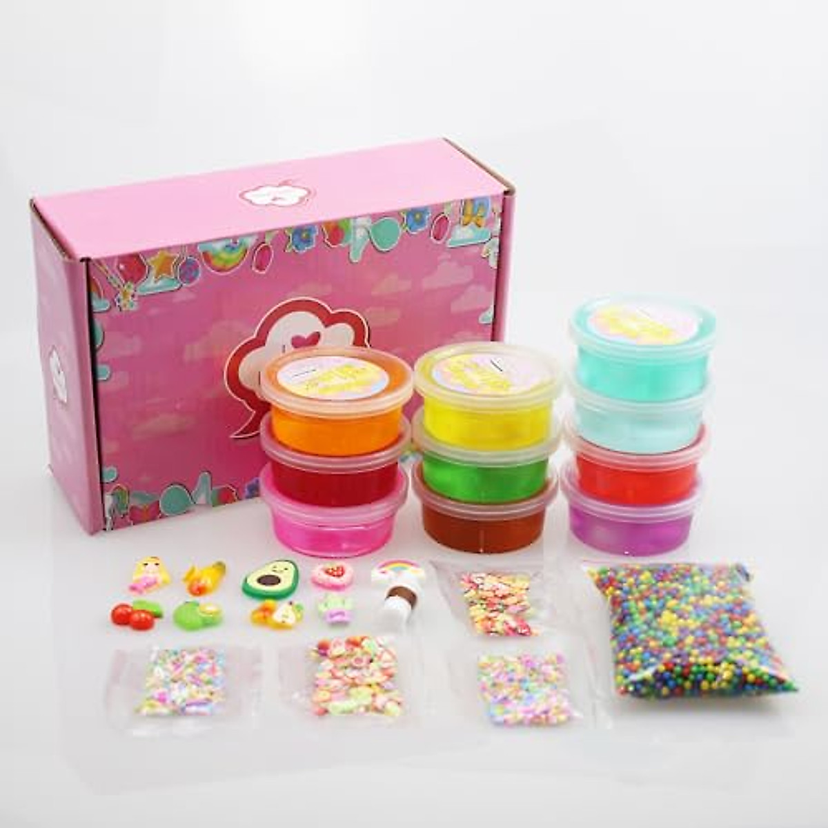 10 Pack Jelly Cube Crispy Crystal Transparent Slime Set,Themed Party Toy to Relieve Stress and Anxiety, for Girls and Boys,Including Party Gift