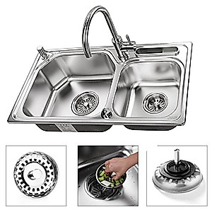 TraderPlus 2-Pack Replacement Kitchen 304 Stainless Steel Sink Strainer Basket for 78MM Drains, Stainless Steel