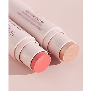 Wander Beauty On-the-Glow Blush and Illuminator - Coral Rose/Nude Glow - 7-in-1 Hydrating Cream Blush & Highlighting Stick - Stick Blush for Cheeks, Lip, & Body - Highlighter Makeup & Blush - 0.4 oz