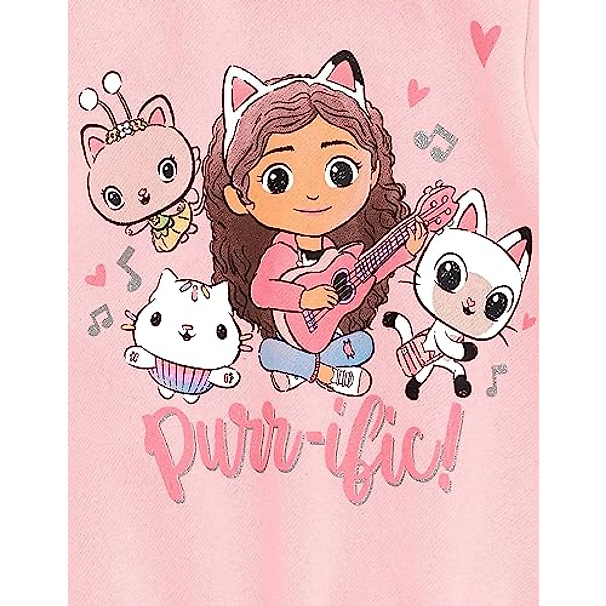 DREAMWORKS GABBY'S DOLLHOUSE Pandy Paws Cakey Cat Kitty Fairy Toddler Girls Fleece Sweatshirt and Pant Set Pink/Gray 5T