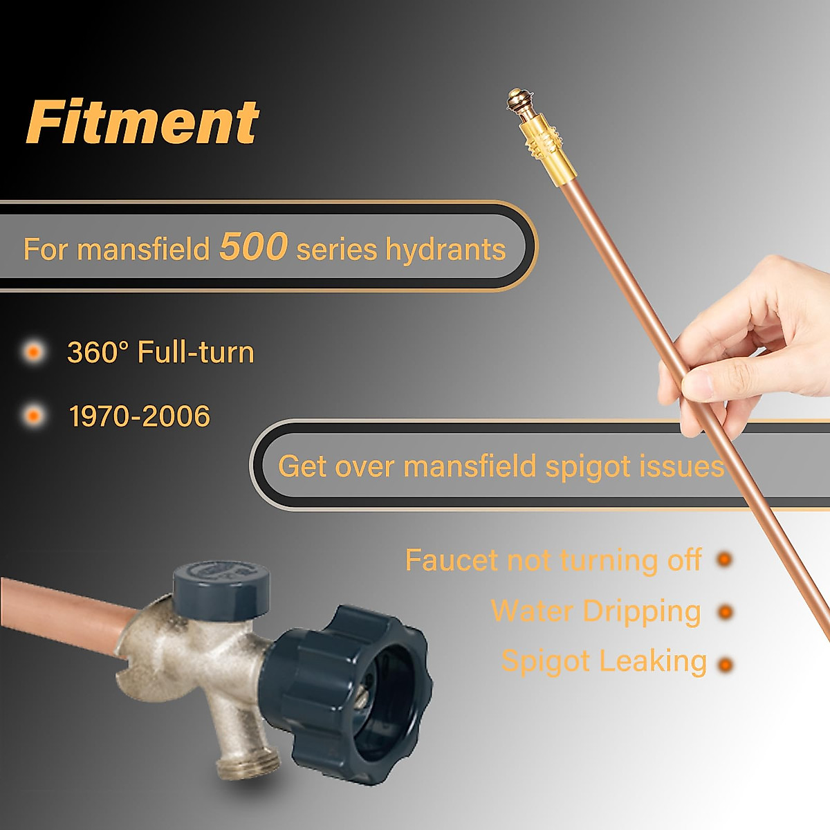 Upgrade Version 123-0095 500 Series Mansfield Style Stem Assembly Replacement Part For 12-Inch Sillcock ASFP (Overall length 16")