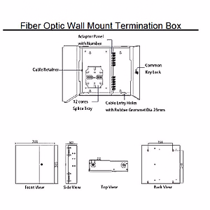 Metamas Lab - Unloaded 24 Port SC Simplex Fiber Optic Wall Mount Enclosure Box Made of Aluminum Alloy - Holds 4pcs LGX 6 Port Panels - Included Splice Trays/Fusion Protector Sleeve/Cable Tie/Bunny