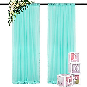 Chiffon Backdrop Curtain 96 Inches Long Sheer Curtains Mint Green Chiffon Fabric Drapes for Parties Voile Curtains 2 Panels 29"x96" Mint Sheer Photography Backdrop Drapes