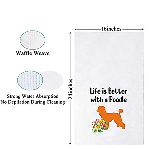 Poodle Dog Kitchen Towel Life is Better with a Poodle Kitchen Tea Bar Towel Puppy Dog Sweet Home Gift Towel Poodle Owner Gift