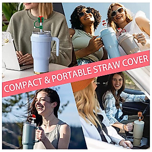 Straw Cover Cap for Stanley Cup,Straw Topper Compatible for 30&40 Oz Tumbler with Handle,10mm 0.4in Dust-Proof Reusable Straw Tips Lids,Straw Tip Covers for Christmas Gifts Party Decor