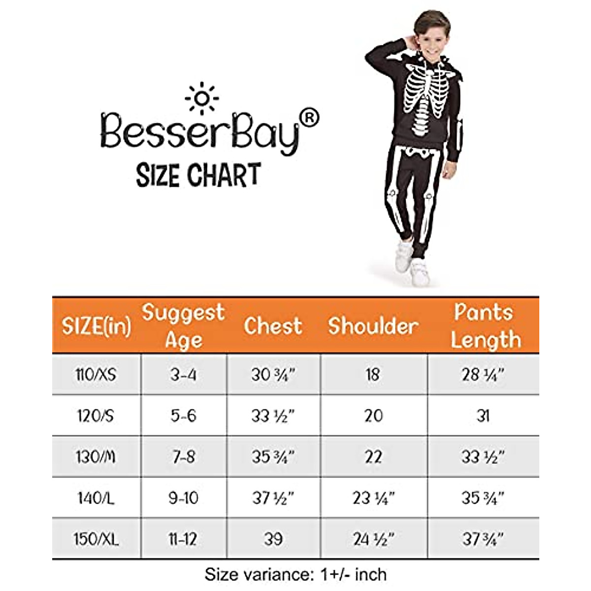 Girls Halloween Costume Bone Skeleton Skull Sweatshirt Hoodie Pant Set for Boys 9-10 Years