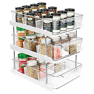 MANO 3 Tier Slide Out Under Sink Organizer with Pull Out Drawers Divided Under Cabinet Storage Shelf for Kithen Bathroom Countertop Organization