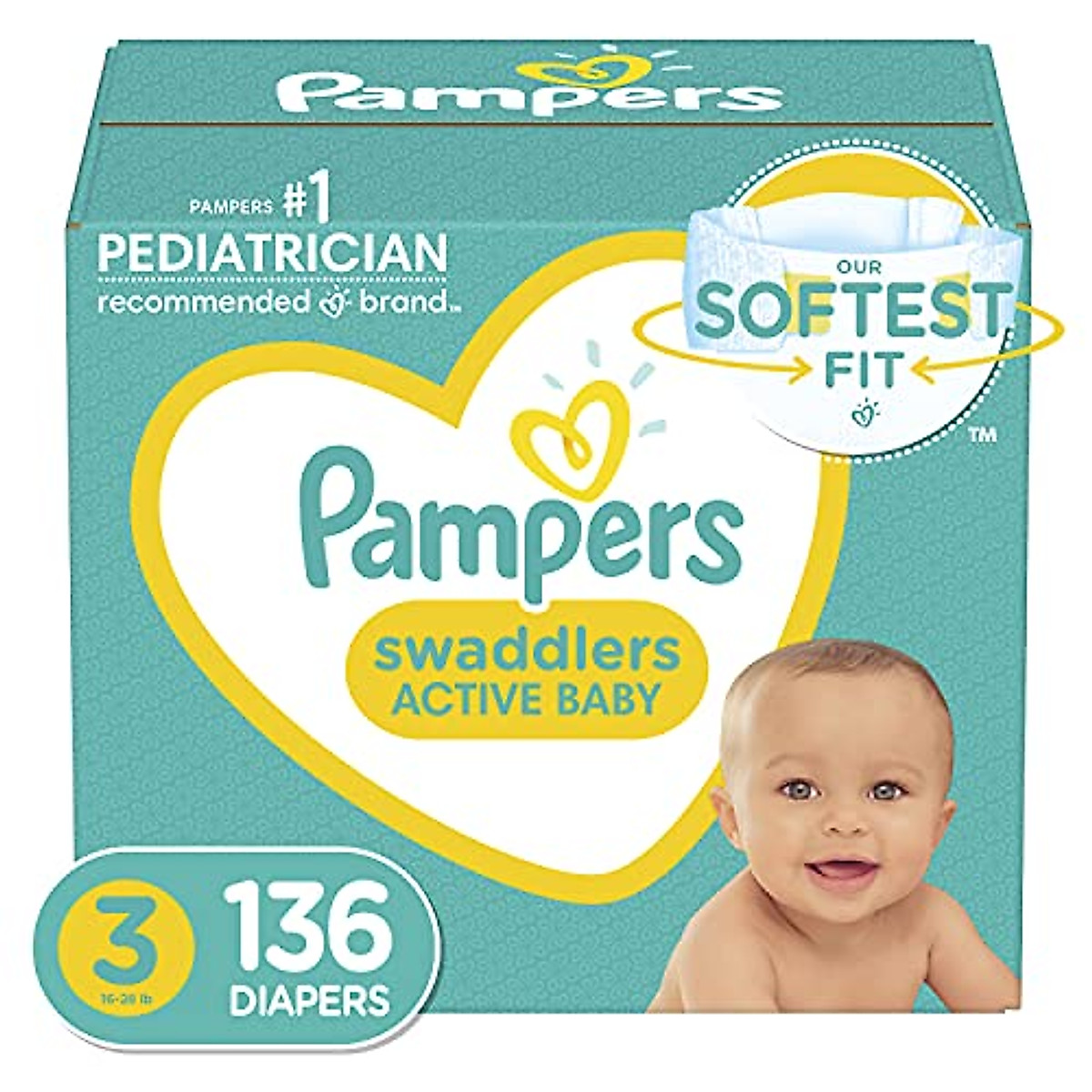 Pampers Swaddlers Active Baby Diaper Size 3 136 Count