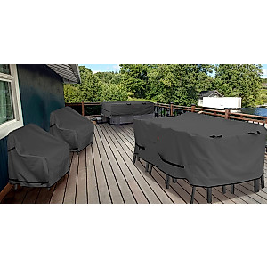 Porch Shield Patio Table Cover - Waterproof Outdoor Dining Table and Chairs Furniture Set Cover Square - 84 x 84 inch, Black
