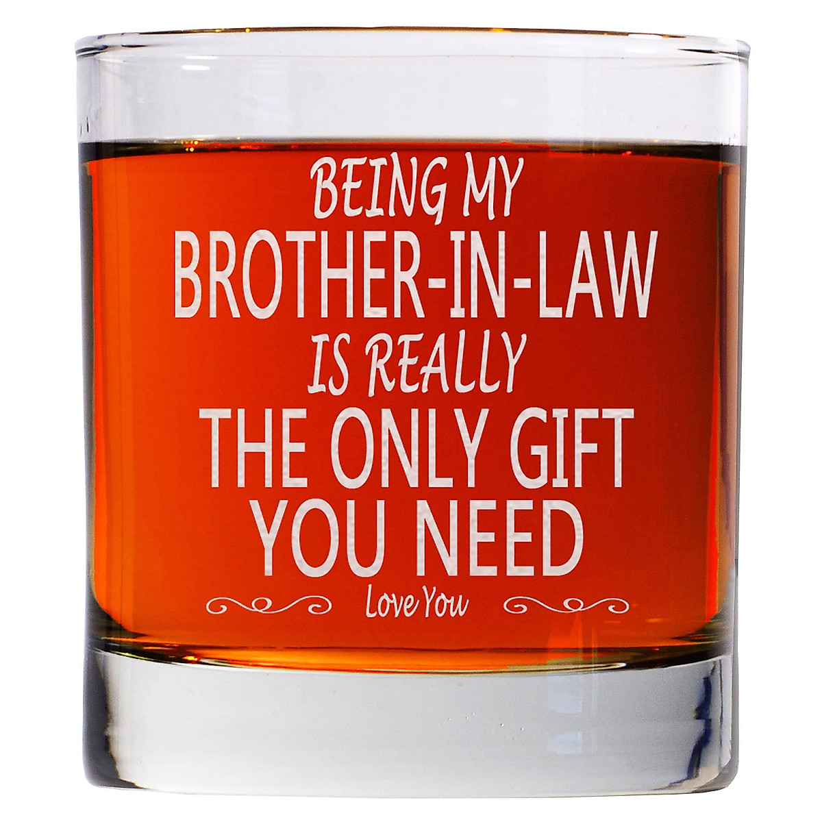 CARVELITA Being My Brother In Law Is Really The Only Gift You Need - 11oz Old Fashioned Bourbon Rocks Glass - Big Brother Gifts - Brother Birthday Gift - Brother Gifts From Sister - Gifts For Brother