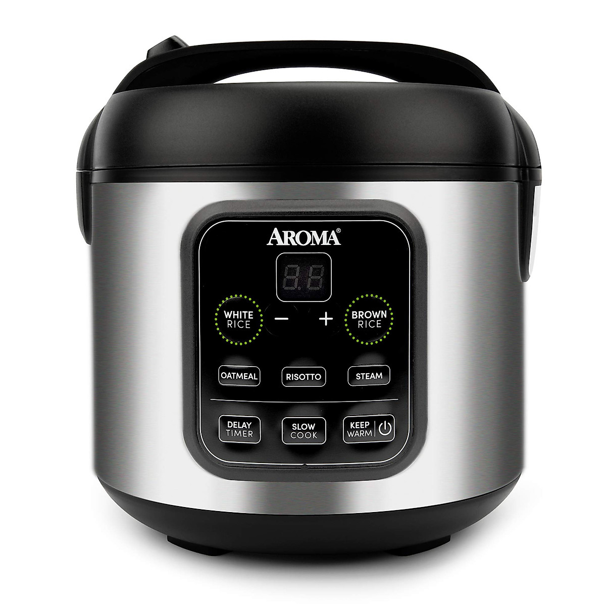 Aroma Housewares ARC-994SB Rice & Grain Cooker Slow Cook, Steam, Oatmeal, Risotto, 8-cup cooked/4-cup uncooked/2Qt, Stainless Steel & Aroma 6-cup 1.5 Qt. One Touch Rice Cooker, White, 1.5 Qt.