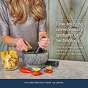 HiCoup Kitchenware 7-Inch Granite Mortar & Pestle Set - Herb, Spice & Guacamole Grinder