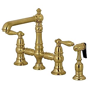Kingston Brass KS7277ALBS Kitchen Faucet with Side Sprayer, Brushed Brass