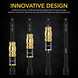 LEXIVON 1/2" Impact Driver Speed Collar 10" Impact Extension Bar | Adjustable 3-Position Aluminum Spinning Handle, Cr-Mo Steel Extension = Fully Impact Grade (LX-116)