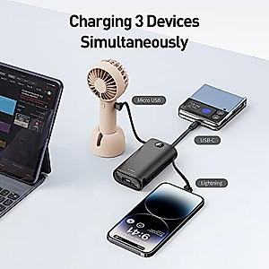 iWALK PowerSquid Portable Charger with Built-in 3 Cables, 9000mAh Ultra-Compact USB C Power Bank Fast Charging 18W PD with LED Display, Compatible with iPhone 14/13/12, Samsung Galaxy, Google Pixel