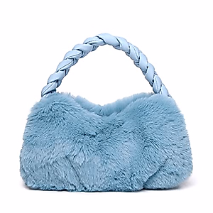 ZOVYRON Fluffy Tote Handbag for Women, Faux Fur Purse Fuzzy Top Handle Handbag Furry Cute Bag Plush Clutch Purse