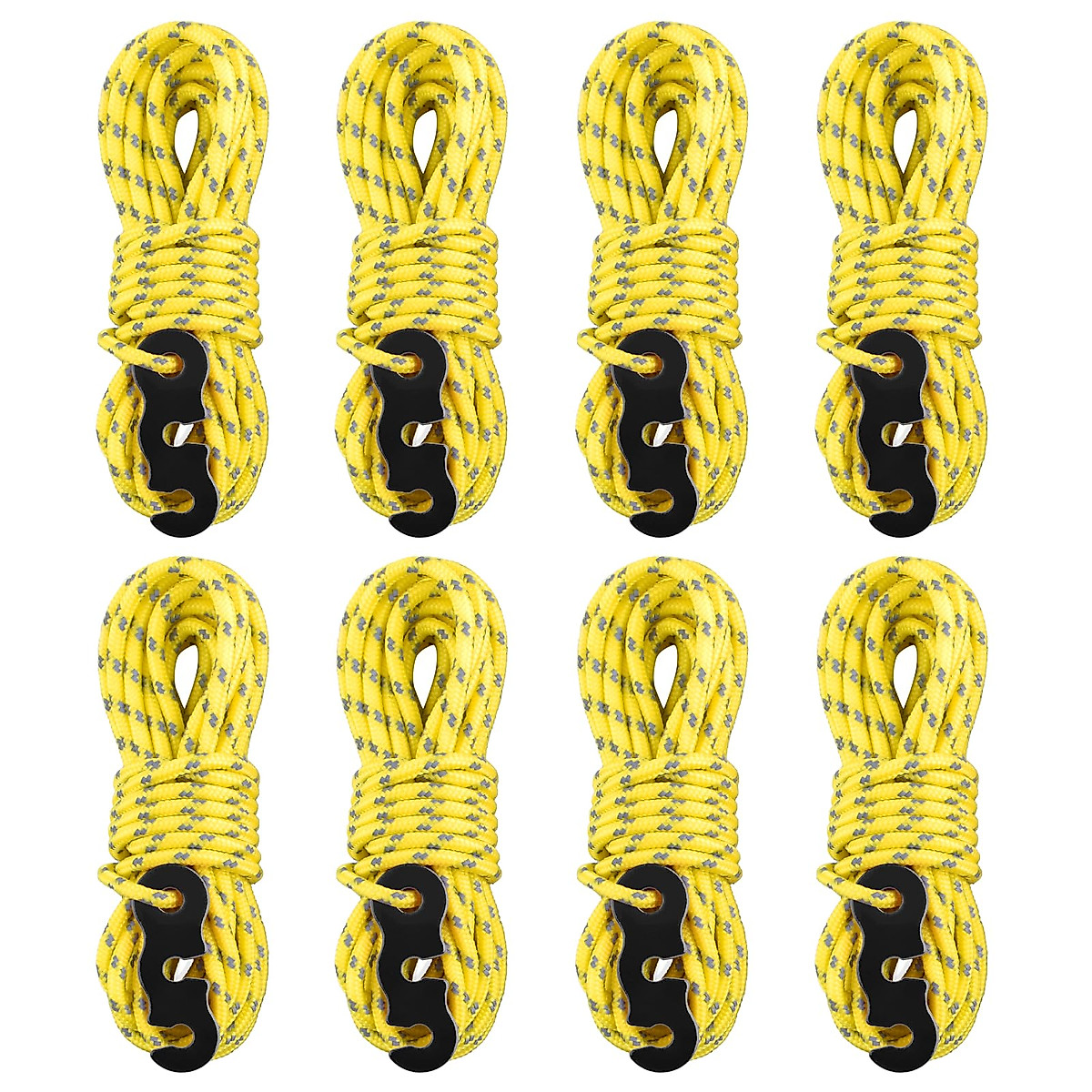 TRIWONDER Reflective Guyline, Tent Cord Nylon Paracord Rope with Guyline Adjuster for Camping Tent, Outdoor Packaging (Yellow - 8 Pack)