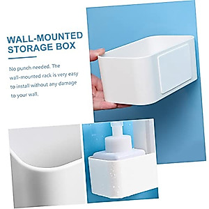 UPKOCH 4pcs Wall Storage Box Makeup Organizer Case Self Adhesive Media Box Kitchen Adhesive Box Wall Mounted Shelves Bathroom Shower Shelf Wall-mounted Storage Case Makeup Organizer Stand