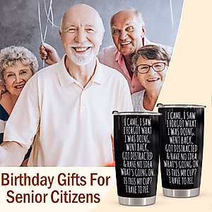 20oz Tumbler With Lid I Came I Saw I Forgot Coffee Mug – Funny Birthday Gifts for Old People Senior Citizens Elderly Grandpa Dad Senior Friends Old Guy Insulated Stainless Steel Tumblers Travel Mug