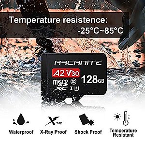 ARCANITE 128GB microSDXC Memory Card with Adapter - A2, UHS-I U3, V30, 4K, C10, Micro SD, Optimal Read speeds up to 95 MB/s
