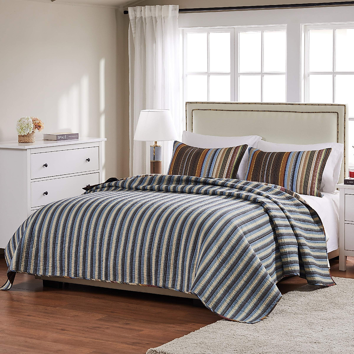 Greenland Home Barefoot Bungalow Durango Quilt Set, Full/Queen, Natural,GL-1603NMSQ, 3-Piece