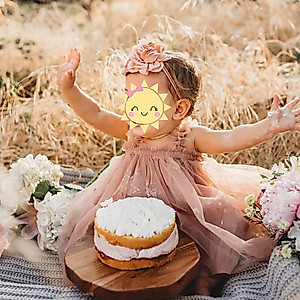 1st First Birthday Outfit Girl Baby Wedding Flower Girl Dress Toddler Tutu Tulle Princess Summer Dress+Flower Headband One Year Old Birthday Gifts Cake Smash Party Photoshoot Pink 12-18 Months