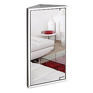 TEmkin Mirror Cabinets Triangular Bathroom Storage Cabinet Wall-Mounted Wall-Mounted Medicine Cabinet Brushed Stainless Steel Three-Layer Shelf with Mirror