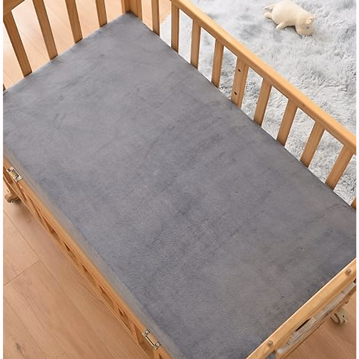 Cozy Fleece Microplush Super Soft Fitted Crib Sheets (Set of 2), Grey/White with Moon & Stars (93CK2FNLFLCP01028x52)