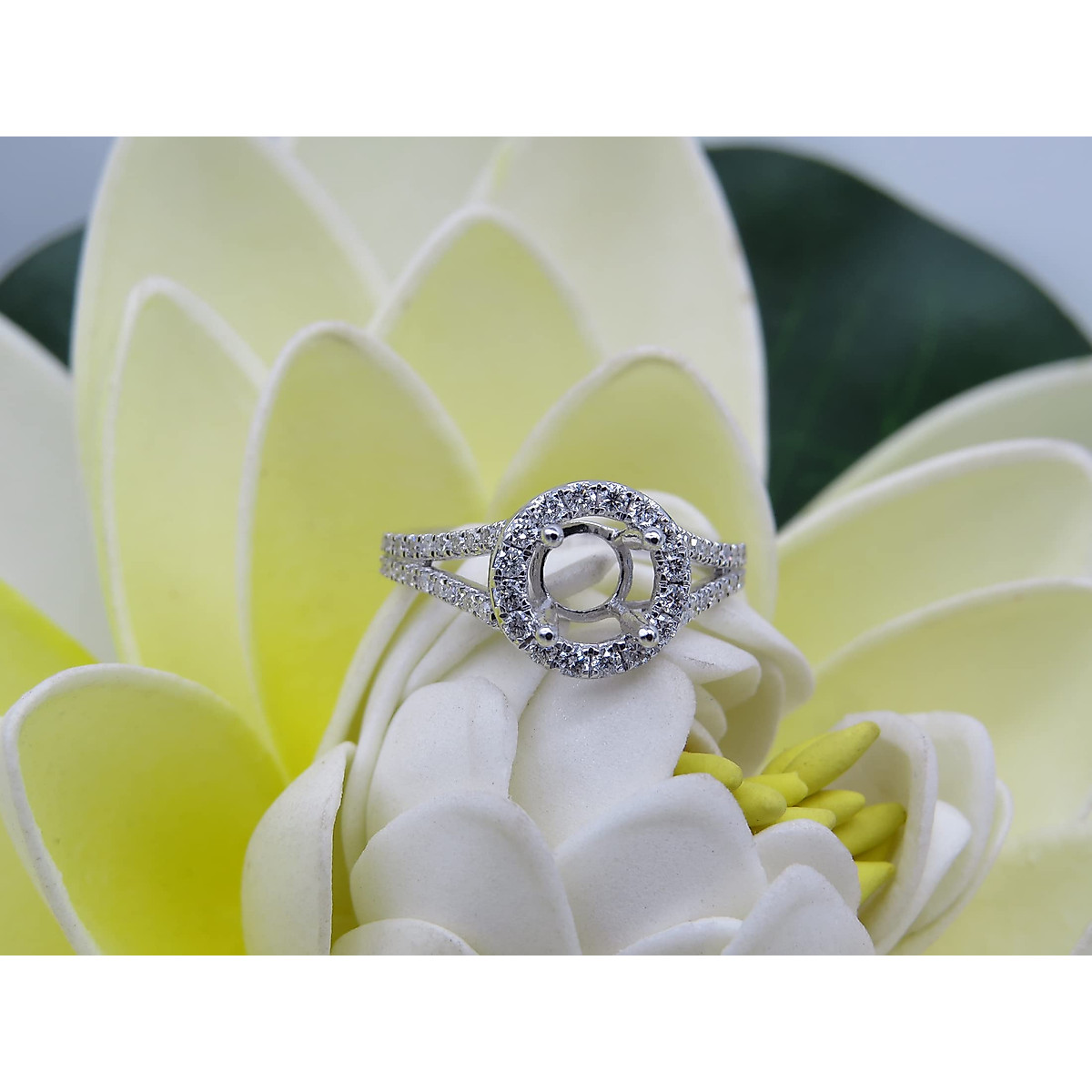 Dazzlingrock Collection 0.45 Carat (ctw) Round White Diamond Split Shank Semi Mount Engagement Ring for Her in 14K White Gold Size 5.5