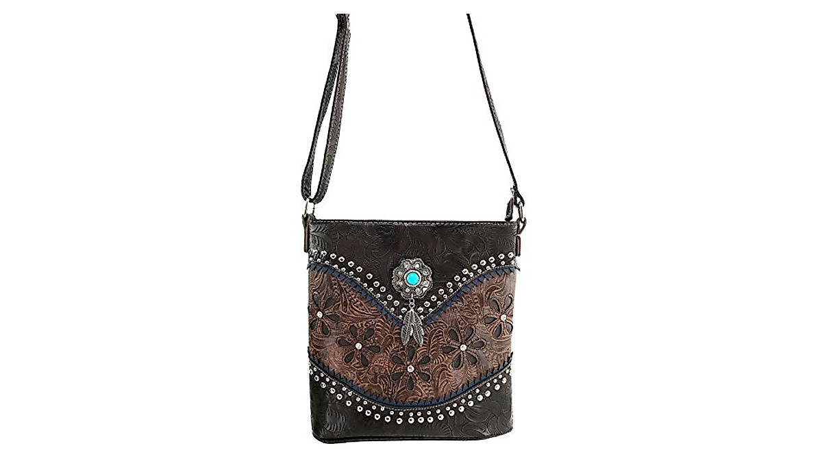 Justin West Turquoise Concho Western Handbag - Concealed Carry & Organizer