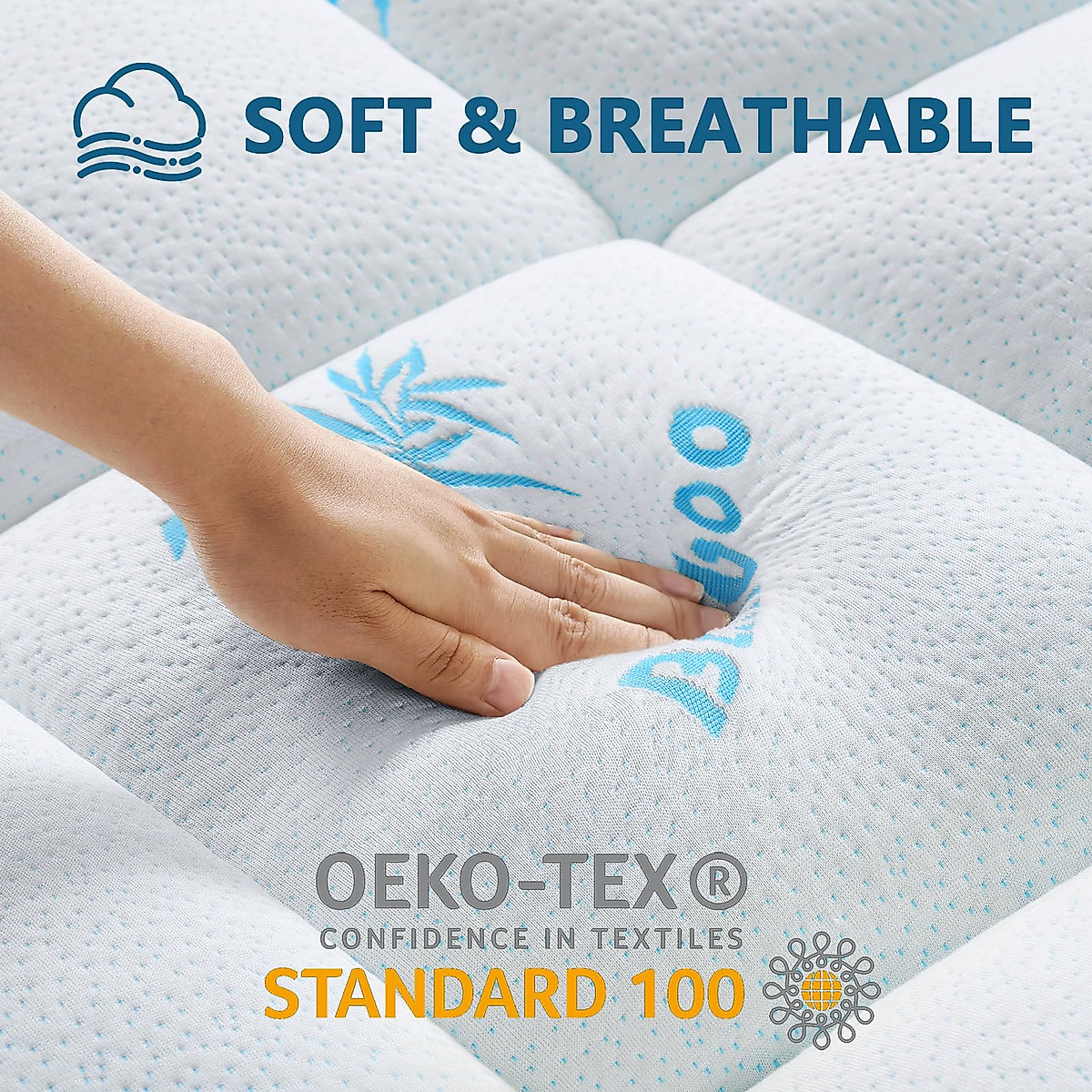 KELTARO Mattress Topper Full Size,Viscose Made from Bamboo Extra Thick Mattress Pad 8-21" Deep Pocket Soft Down Alternative Fill Mattress Protector Pillow Top Mattress Cover(54x75 Inches)
