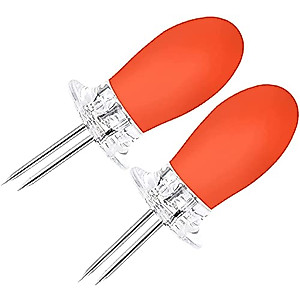 AUGSUN 10Pcs/5 Pairs Corn Holders, Stainless Steel Corn on The Cob BBQ Fork Skewers for Home Cooking Parties Camping