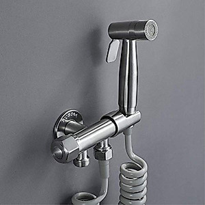 MINJING Water-Tap Bath Shower Systems Toilet Bidet Spray Set, Handheld Bidet Faucet Single Cold Valve with Holder Sprayer PVC Shower Hose