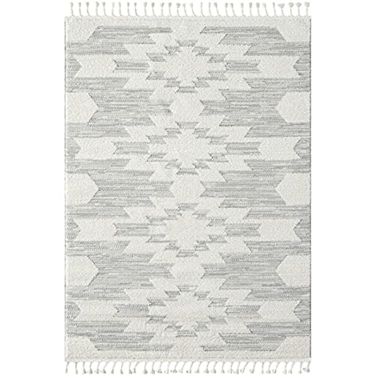 LUXE WEAVERS Ibiza Collection 8068 Grey 8x10 South Western Fringe Geometric Area Rug for Living Room, Bedroom, Dining Area