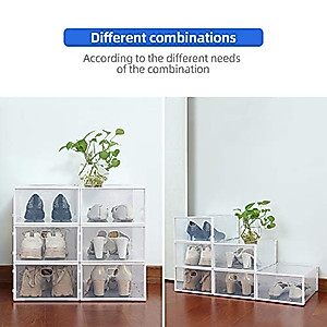 XZLGUJI 1 Pack Shoe Storage Box-Multi-function Storage Bins,Clear Plastic Stackable Shoe Organizer for Closet ,Drop Front Shoe Box. (white (1 Pack))