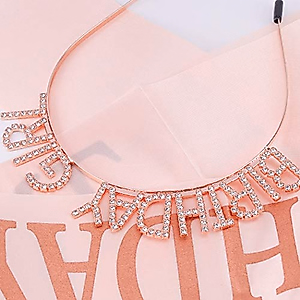 AOPRIE Birthday Crown for Women with Sash Rose Gold Birthday Tiara for Women Birthday Girl Headband Princess Crown Rhinestone Happy Birthday Accessories