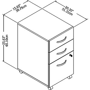 Bush Business Furniture Studio C 3 Drawer Mobile File Cabinet in White