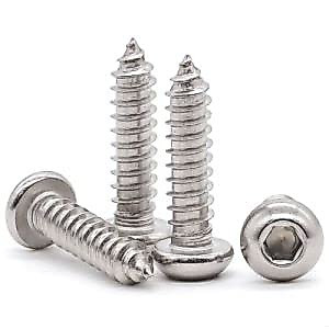 Glvaner (30 pcs) M6 x 16mm Button Head Socket Cap Self Tapping Screws 304 Stainless Steel 18-8 Wood Screws Sheet Metal Screws Full Thread Coverage