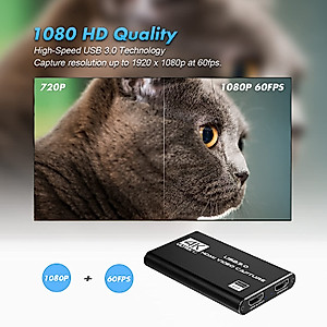 DIGITNOW Audio Video Capture Card,4K HDMI USB 3.0 Capture Adapter Video Converter 1080P 60fps Portable Capture Device for Video Game Recording Live Streaming Broadcasting,Support PS4 Xbox One Camera