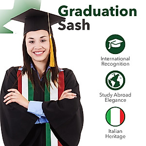 Vision Wear Italy Flag Graduation Sash/Stole International Study Abroad Adult Unisex