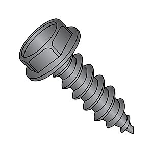 Small Parts 1212ABW188B 18-8 Stainless Steel Sheet Metal Screw, Black Oxide Finish, Hex Washer Head, Hex Drive, Type AB, #12-14 Thread Size, 3/4" Length (Pack of 25)