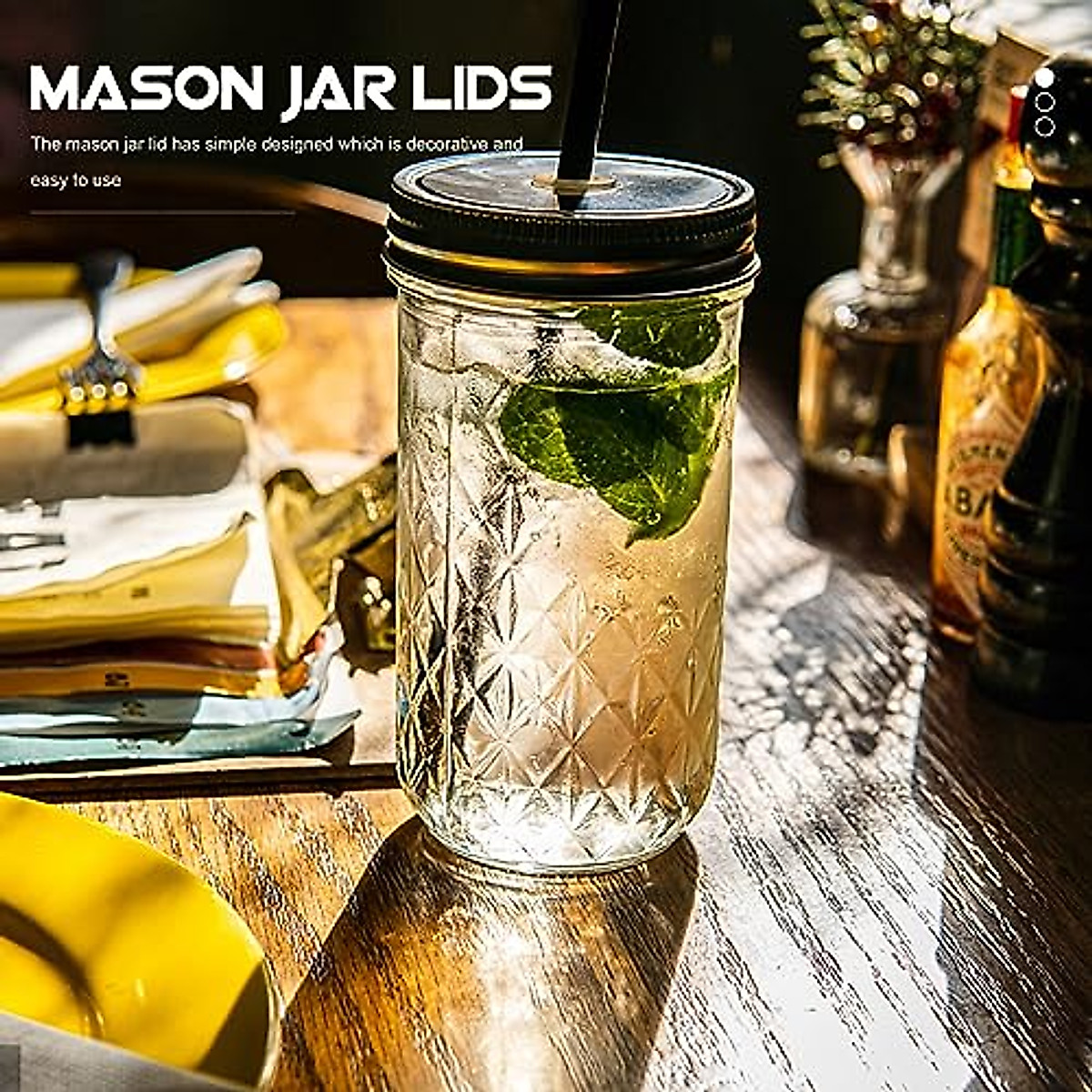 12pcs Cup Lid Leak Proof Canning Caps Secure Canning Jar Caps Jar Covers Jar Straw Lids Leak Proof Lid Sealing Lids for Jar Jar Lids Cup Covers