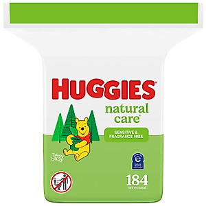 Huggies Natural Care Sensitive Baby Wipes, Unscented, Hypoallergenic, 99% Purified Water, 1 Refill Pack (184 Wipes Total)