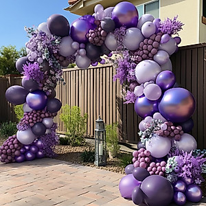 Purple Balloon Garland Arch Kit Lavender Lilac Double Stuffed Balloons Set For Birthday Baby Shower Graduation Prom Sweet 16 Encanto Wednesday Addams